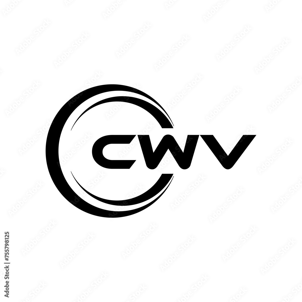 CWV letter logo design with white background in illustrator, cube logo ...