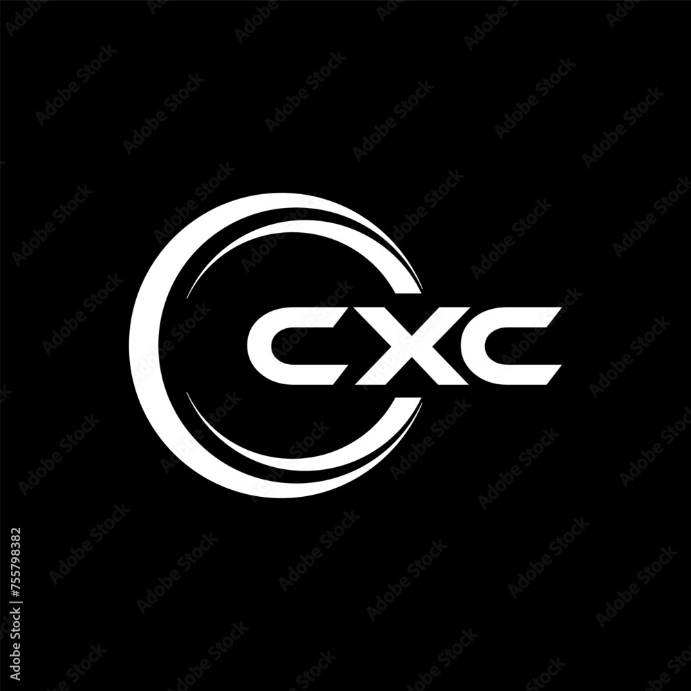 Vetor do Stock: CXC letter logo design with black background in ...