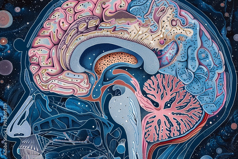 This detailed illustration showcases the brain's limbic system ...