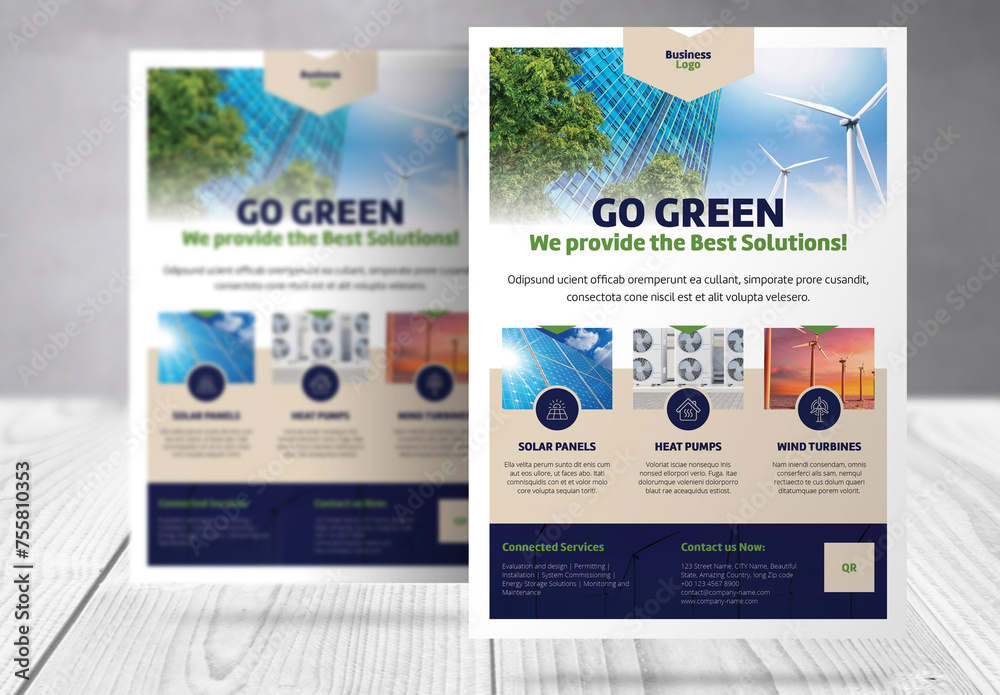 Clean and Green Energy Flyer Template Stock Template | Adobe Stock