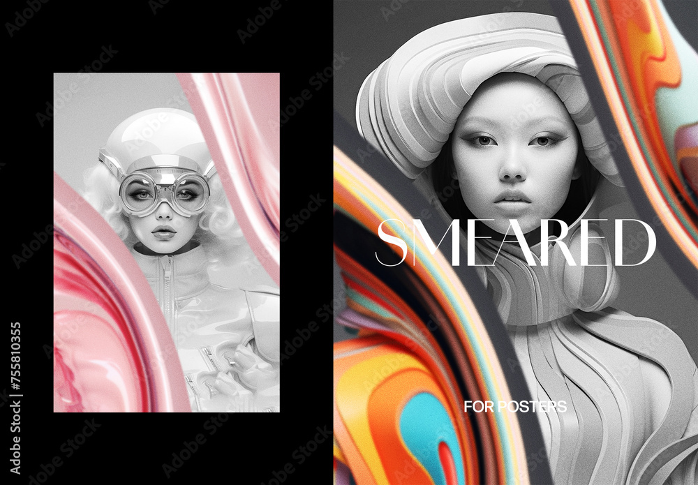 Liquid Smeared Poster Photo Effect Mockup Stock Template | Adobe Stock