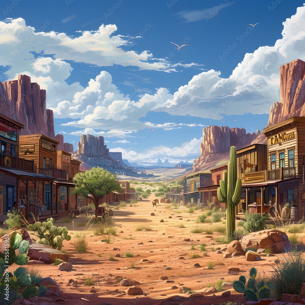 Wild West Background: Dusty saloons, rolling tumbleweeds, and rugged ...