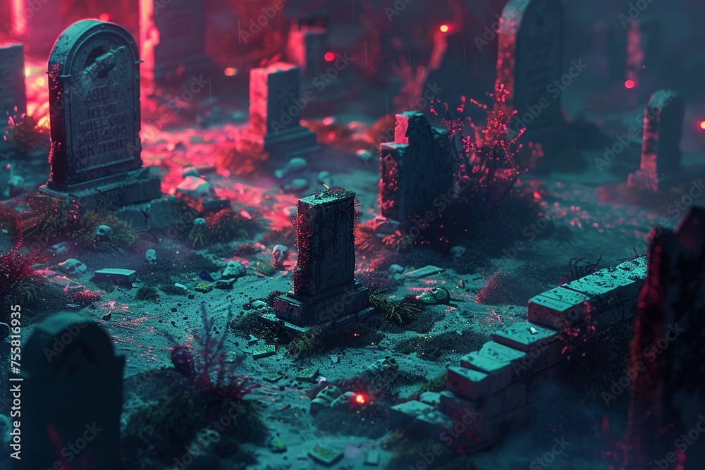 3D Illustrate of As they traversed the digital landscape the heroes ...