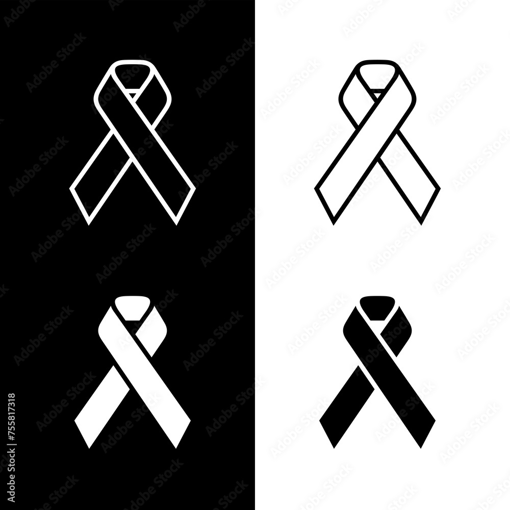 Awareness ribbon icon set. Symbolic (notification) ribbon icon. A piece ...