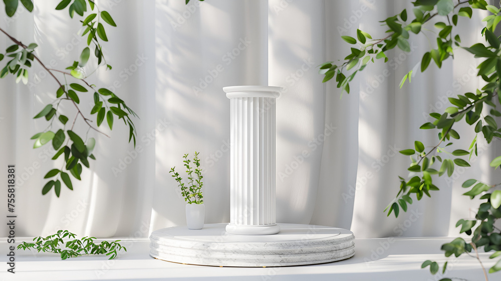 Background podium column 3d roman luxury greek white ancient display ...