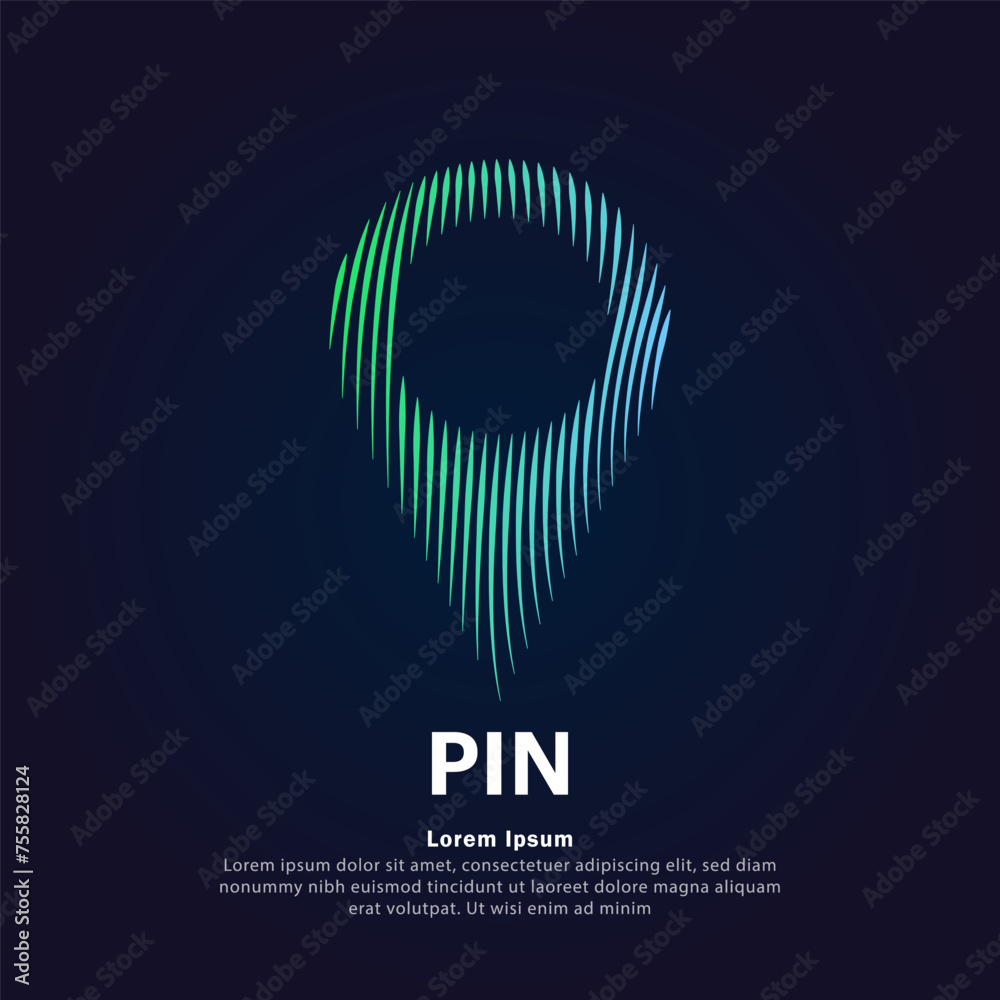simple logo Location pin Illustration in a linear style. Abstract line ...