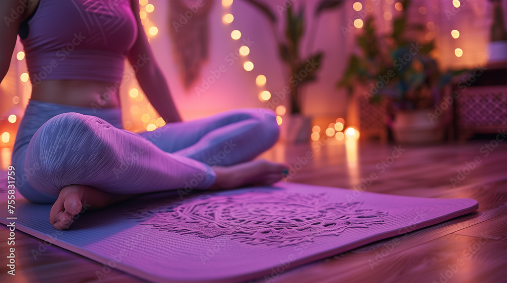 Yoga, Meditation Practice Retreat, Woman Sitting with Crossed Legs in ...
