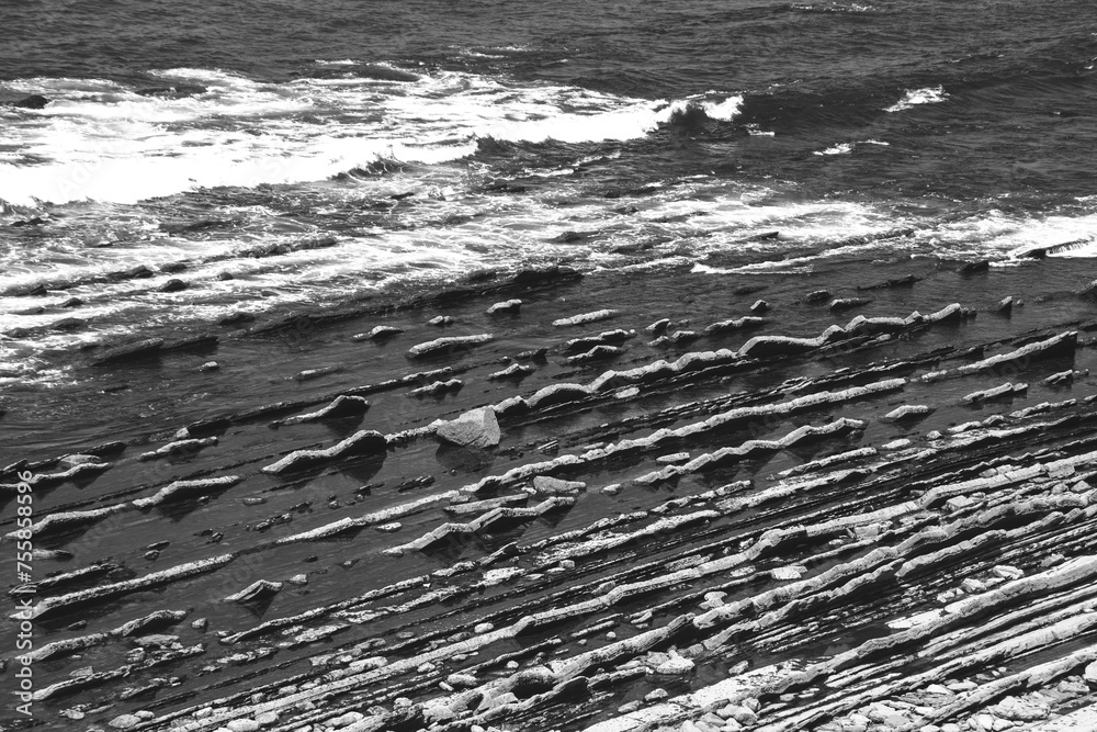 Rocky coast. Sharp stone rows. Majestic landscapes between Saint-Jean ...