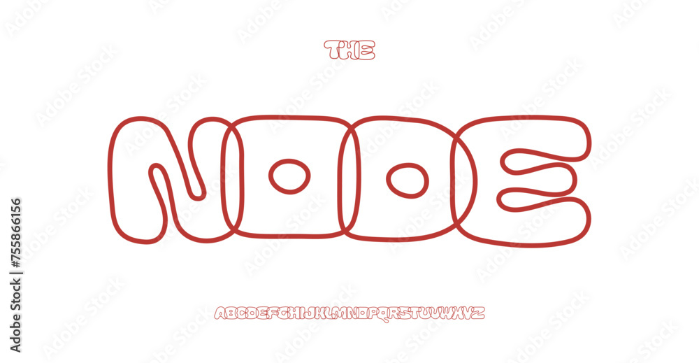 Contour fat font, doodle line style alphabet, linear balloon letters ...