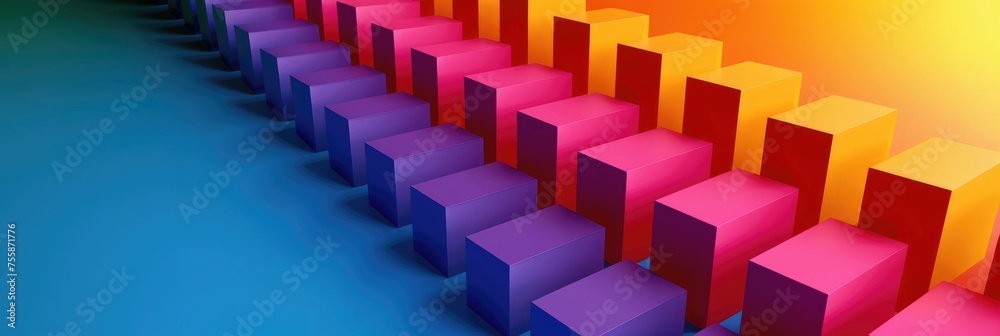 Colorful 3D cubes grid pattern - Vibrant 3D cubes in a gradient from ...