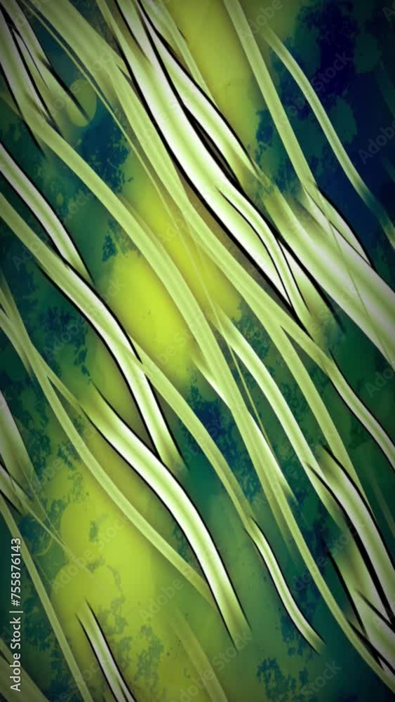 Vertical Abstract Green Seaweed 4K Loop features animated green hued ...