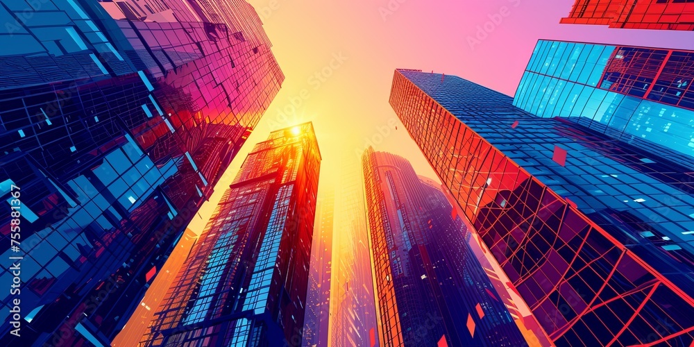 Modern skyscrapers of a smart city, futuristic financial district ...