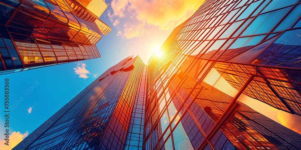 Modern skyscrapers of a smart city, futuristic financial district ...