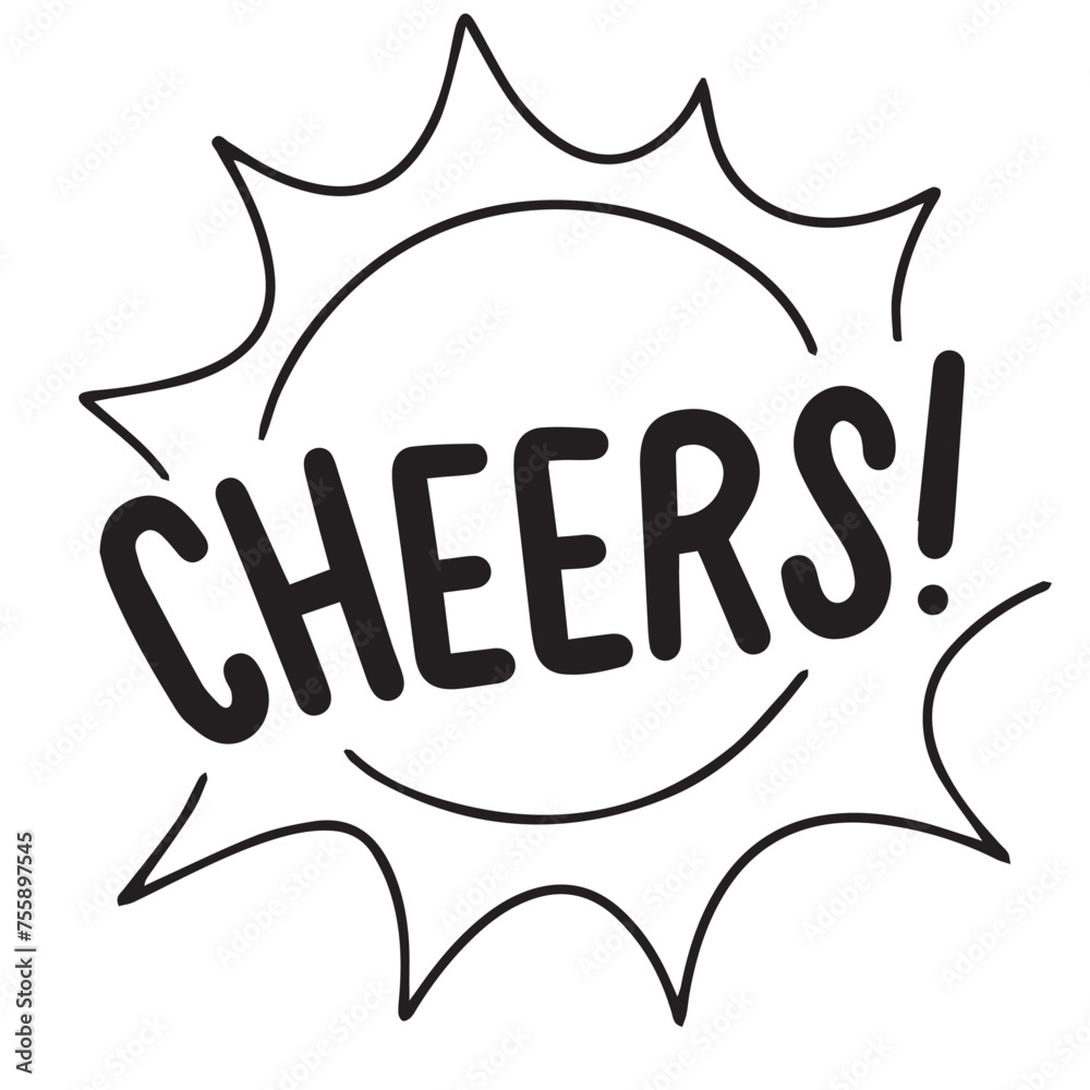 Cheers text banner on transparent background. Hand drawn vector art ...