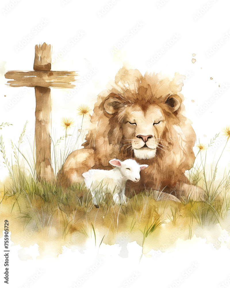 Lion And Lamb Divine Serenity, Cross of Hope with Lion King and Lamb of ...