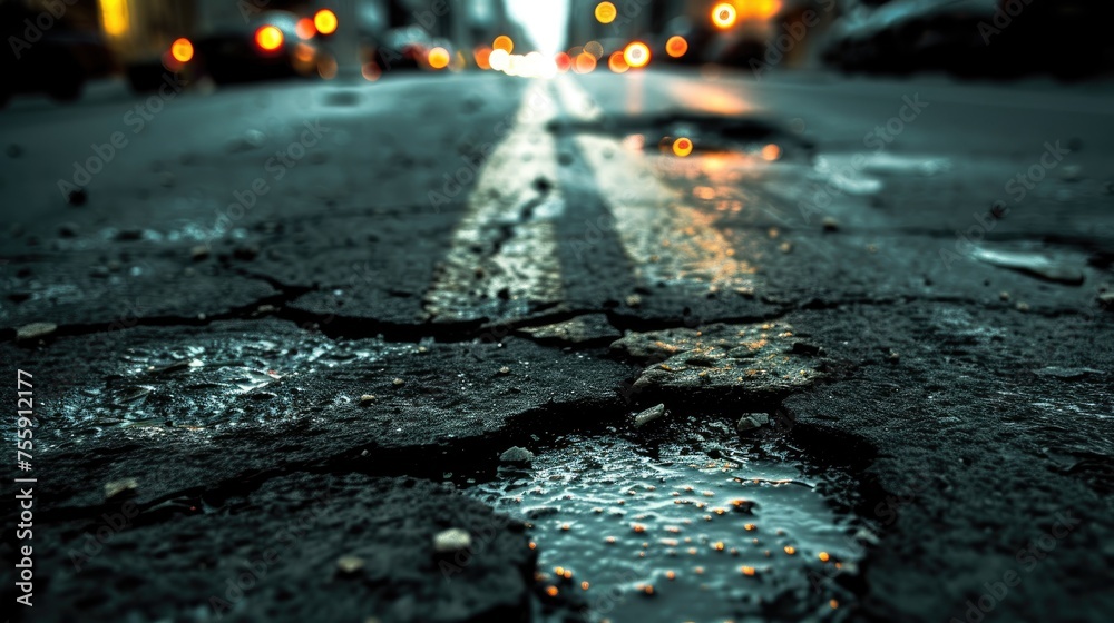 A sharp contrast unfolds as the city roads reveal their decay, marked ...