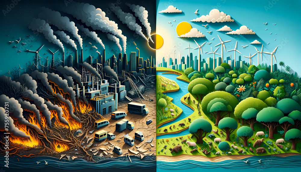 Earth day paper cut art for contrast a neglected, polluted world with a ...