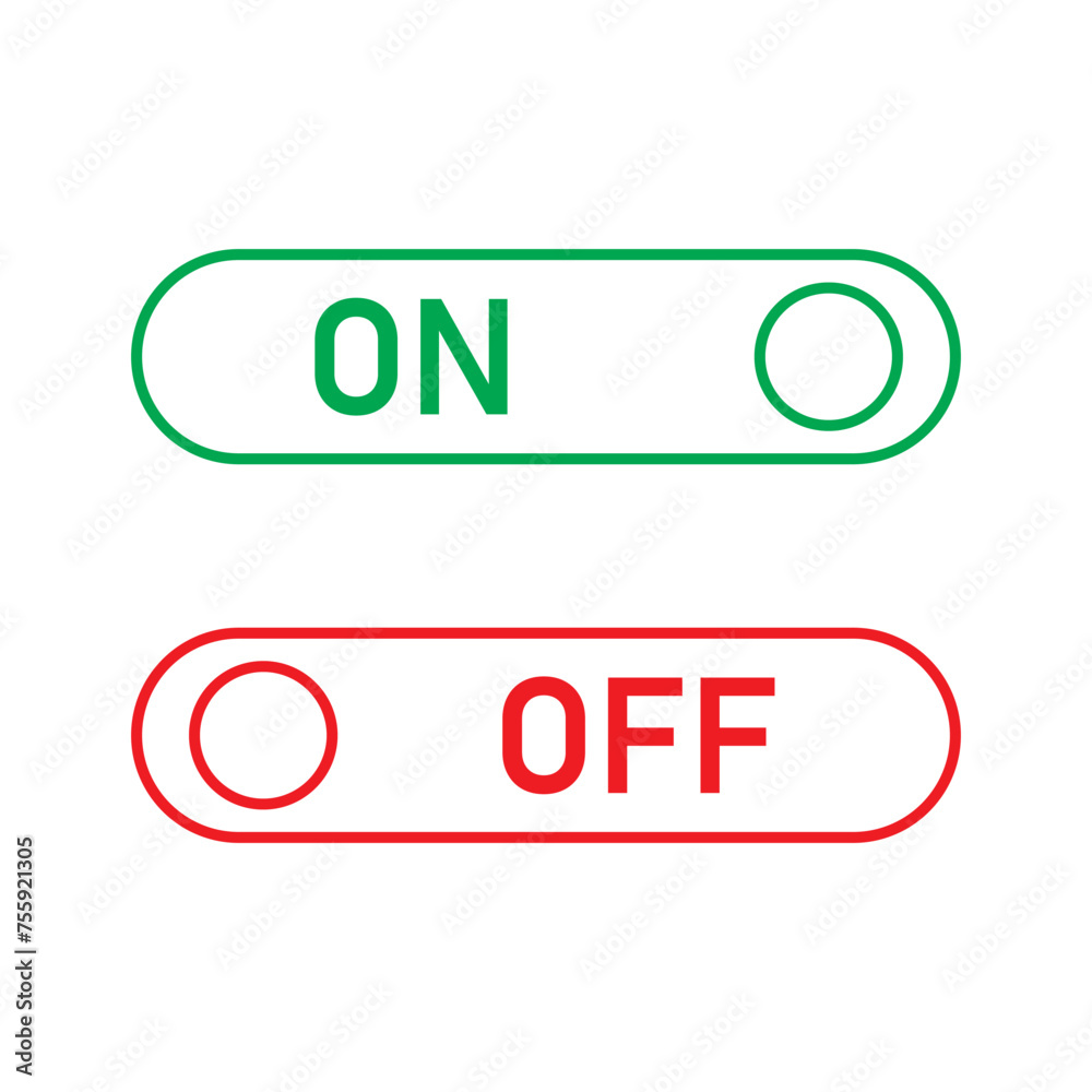 On and Off Buttons. On and Off toggle switch with stroke line. Switch ...