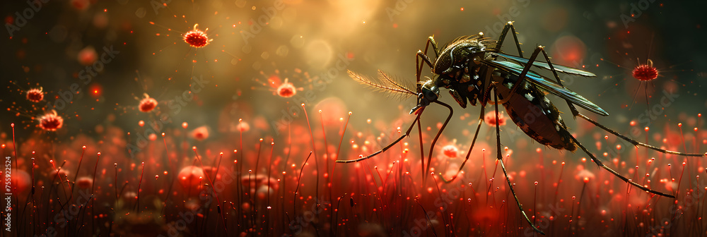 Mosquito and Blood Disease Conceptual Illustration, Mosquito on Blood ...