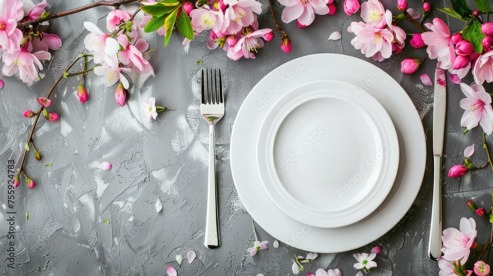 diffused light illuminates the table setting, highlighting the delicate ...