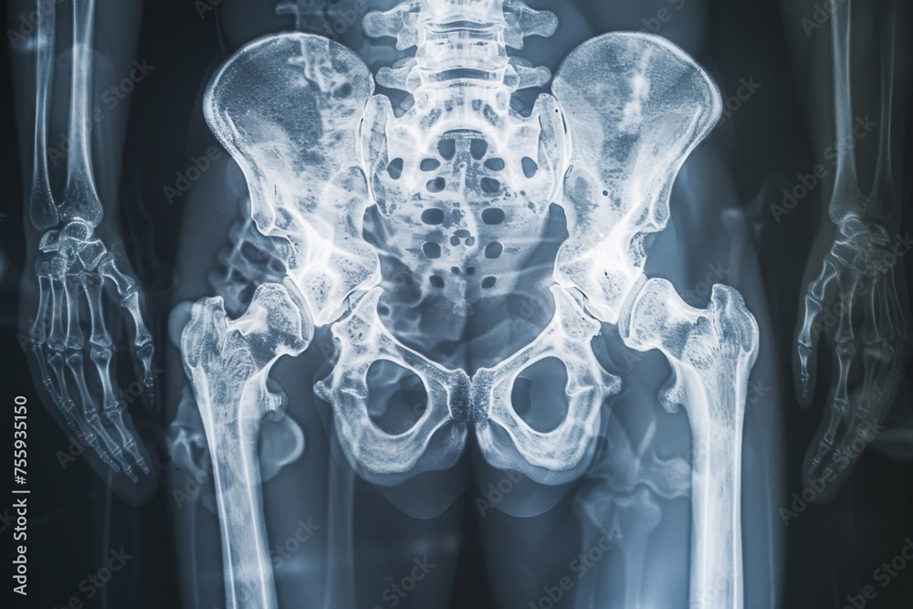 X-ray image displaying human pelvic bones - Medical X-ray image ...