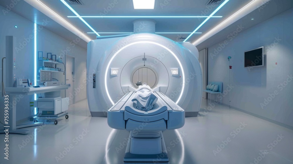 Modern MRI machine in a medical facility - The image captures a cutting ...