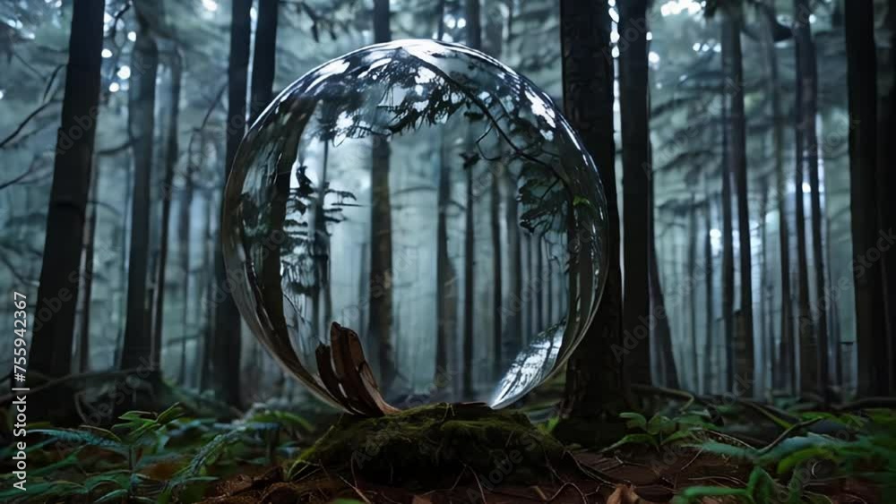 Alien Sphere Deep in the Enchanted Forest. A large, translucent ...