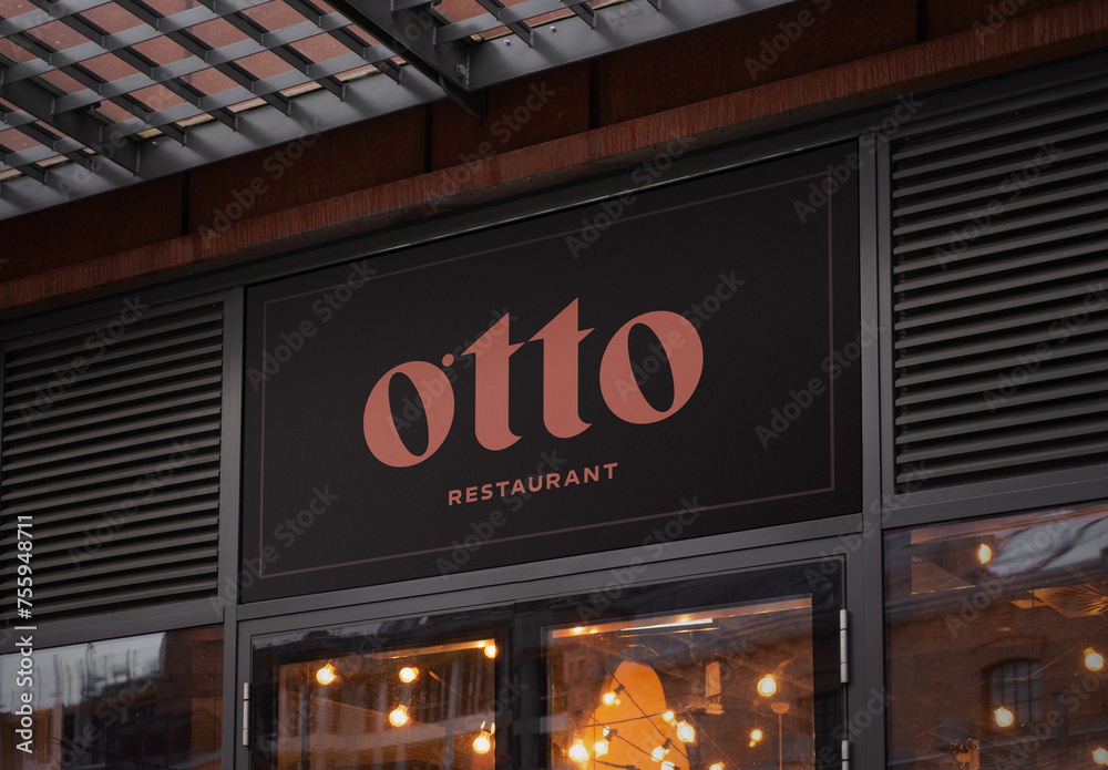 Restaurant Entry Sign Mockup Stock Template | Adobe Stock