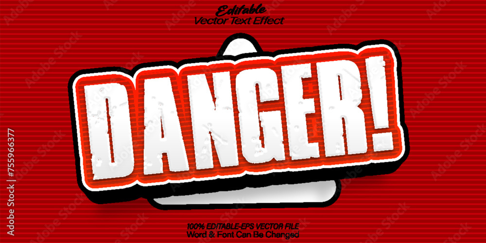 Danger Vector Text Effect Editable Alphabet Red Error Alert Risk Warning Stock Vector Adobe Stock