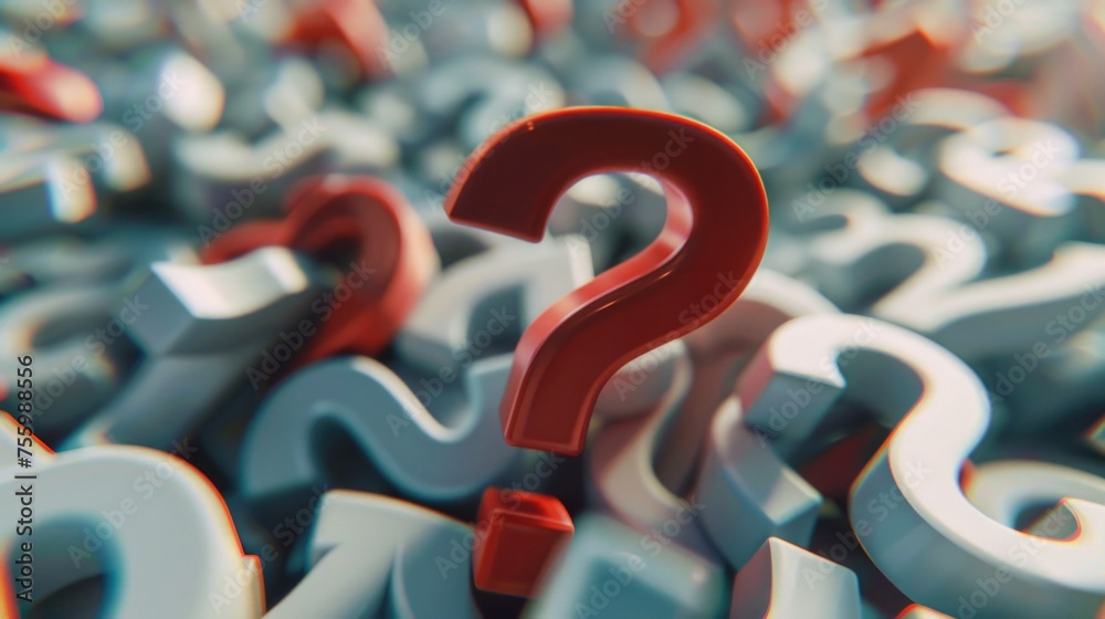 Image of a lot of question marks with a red question mark. Suitable for ...