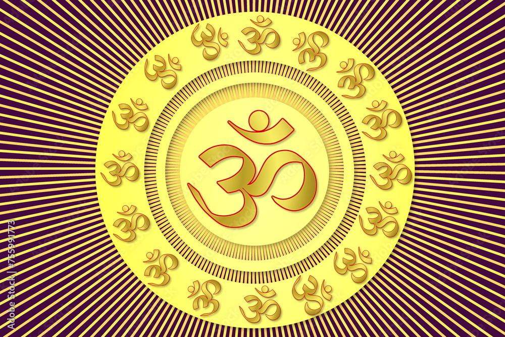 indian hinduism religious symbol golden text Om,aum,or oim meaning ...