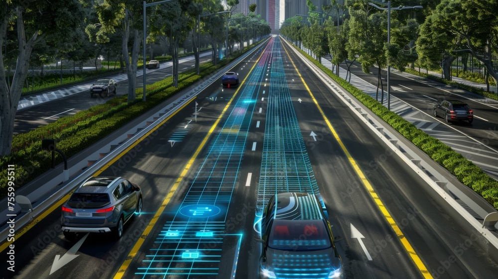 Smart road infrastructure with integrated sensors and electric vehicle ...