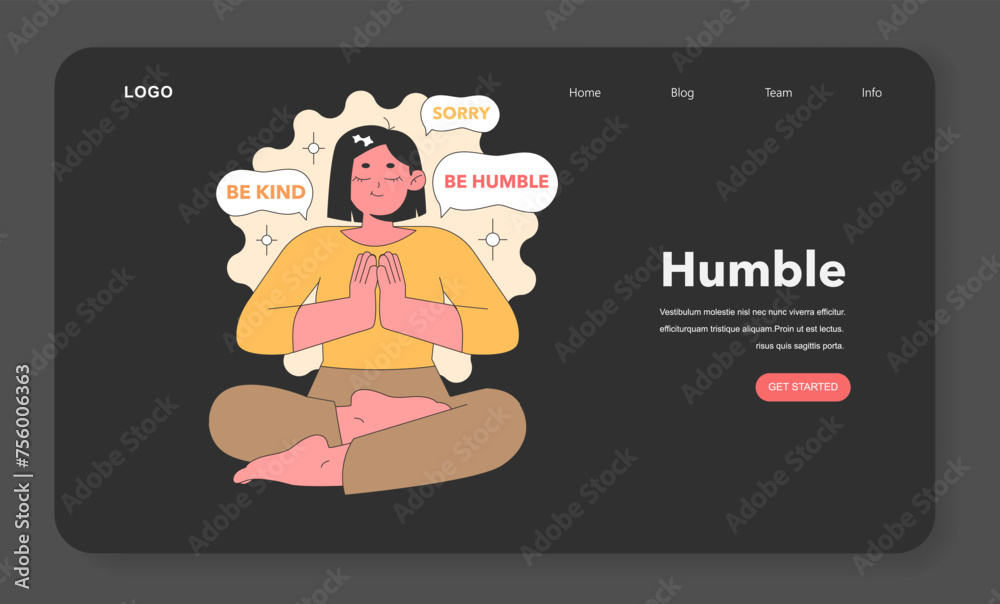 Serene vector portrayal of a meditative figure with kind words ...