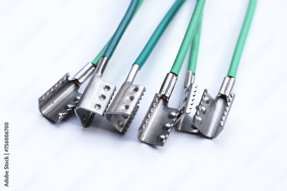 Electrical cables with terminals. Wires used to power machine tools ...