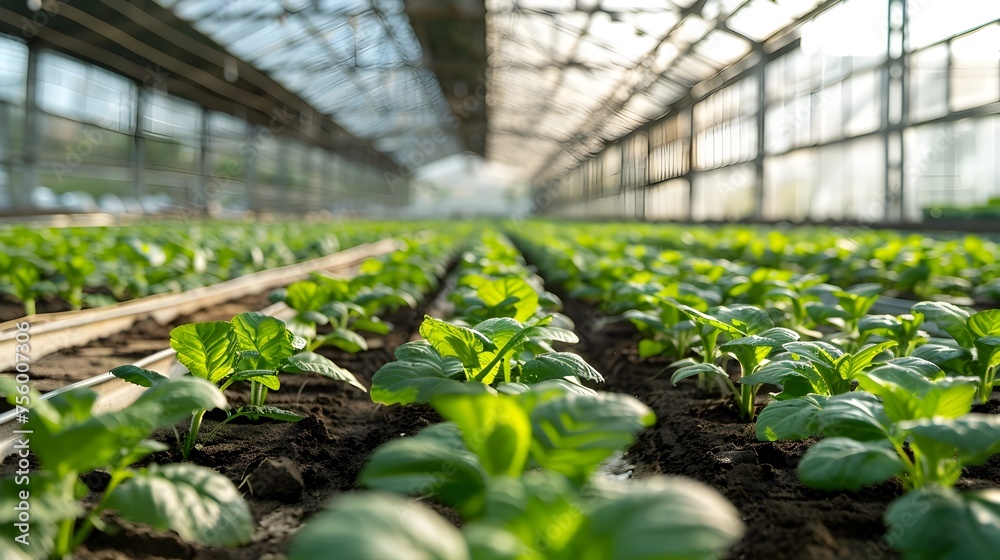 Tilt-shift view of a vegetable growhouse, To showcase the use of tilt ...