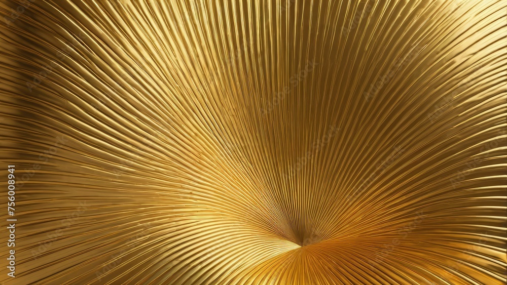 Gold brushed metal texture serves as the background, radiating a shiny ...