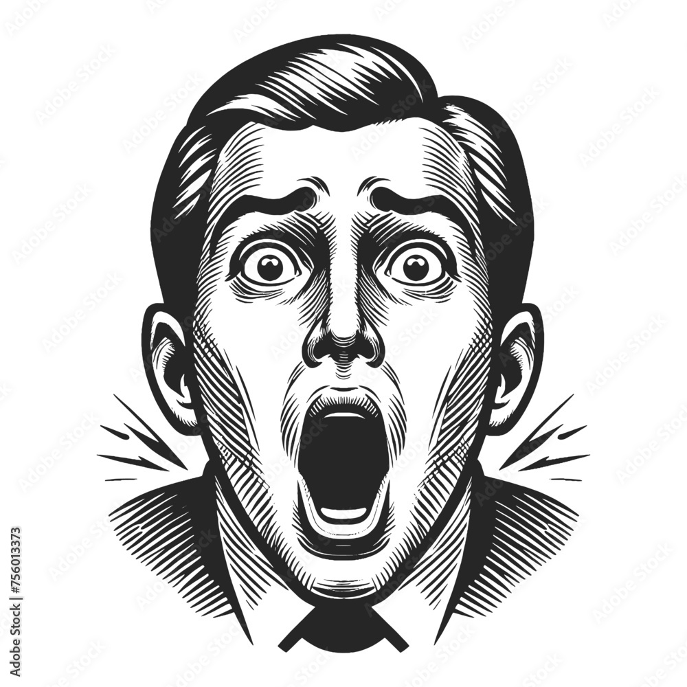 shocked scared man businessman with surprised expression, styled in ...