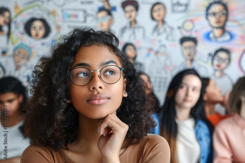 Career education choice options concept - female multi race student ... Career education choice options concept - female multi race student ...