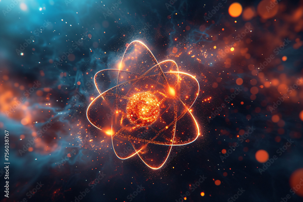 Atomic nuclear model, nanostructured core. The nucleus of an atom ...