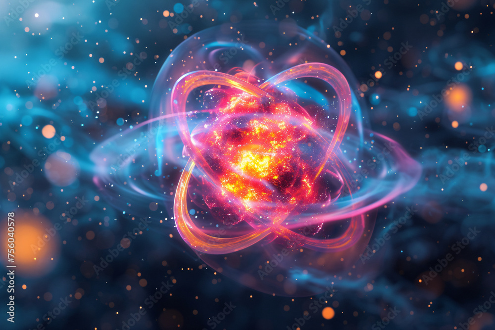 Atomic nuclear model, nanostructured core. The nucleus of an atom ...