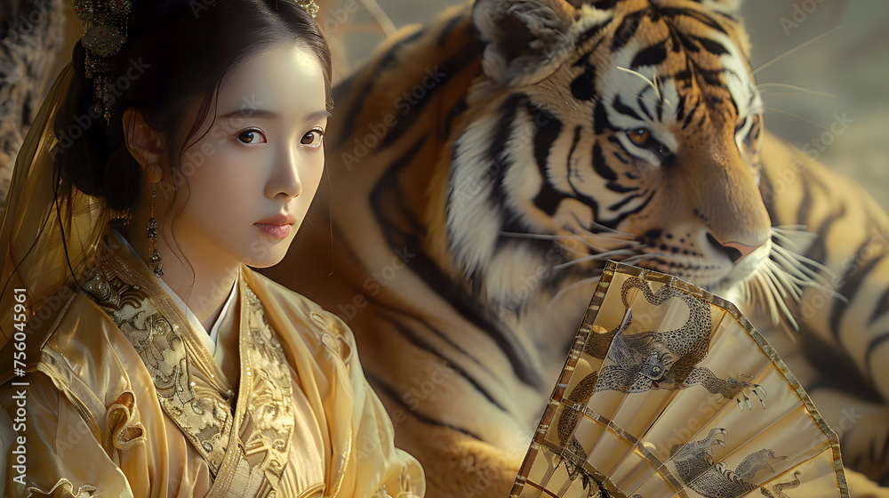 Beautiful Chinese woman in ancient costume Dressed in a beautiful ...