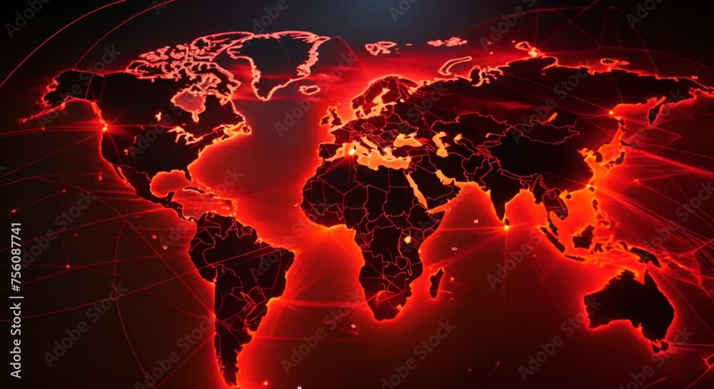 Cyber scam firewall breach visualized on a network map Stock-Video ...