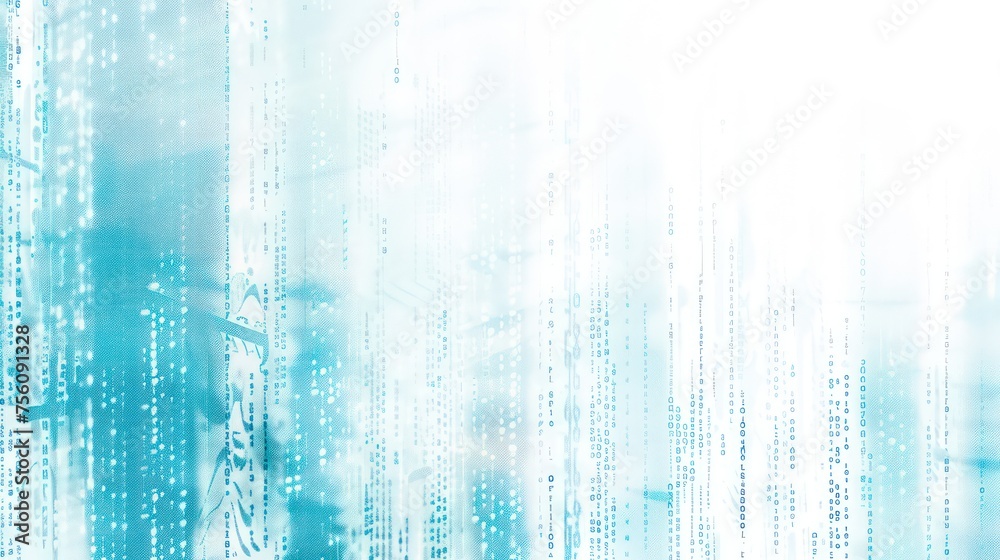 blue binary code in an abstract white background, perpendicular ...