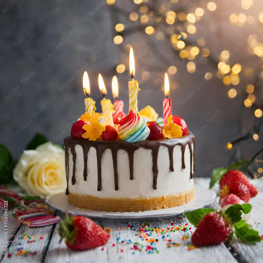 생일 축하 케이크 Stock Illustration | Adobe Stock