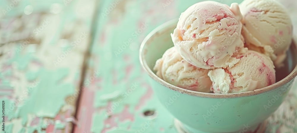 Vintage ice cream parlor scene with retro pastels, soft serve swirls ...