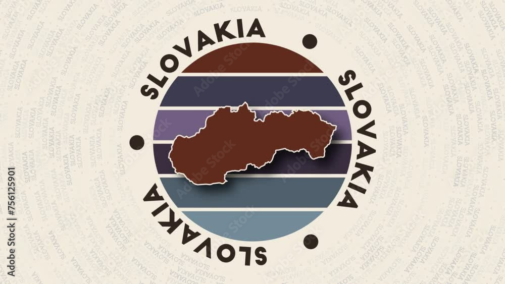Slovakia logo intro. Badge with the circular name and map of country ...
