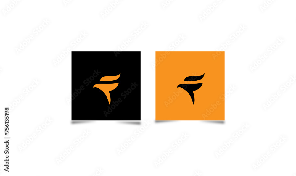 letter f brand logo design, letter f icon logo design black and orange ...