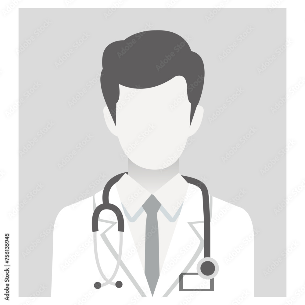 Default placeholder doctor portrait photo avatar on gray background ...