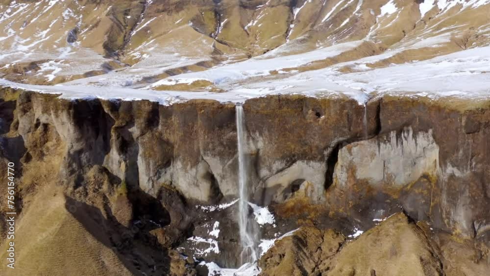 A 4K drone captures stunning aerial footage of an Icelandic rocky cliff ...