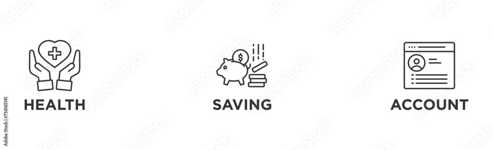 HSA banner web icon illustration concept for health saving account with ...